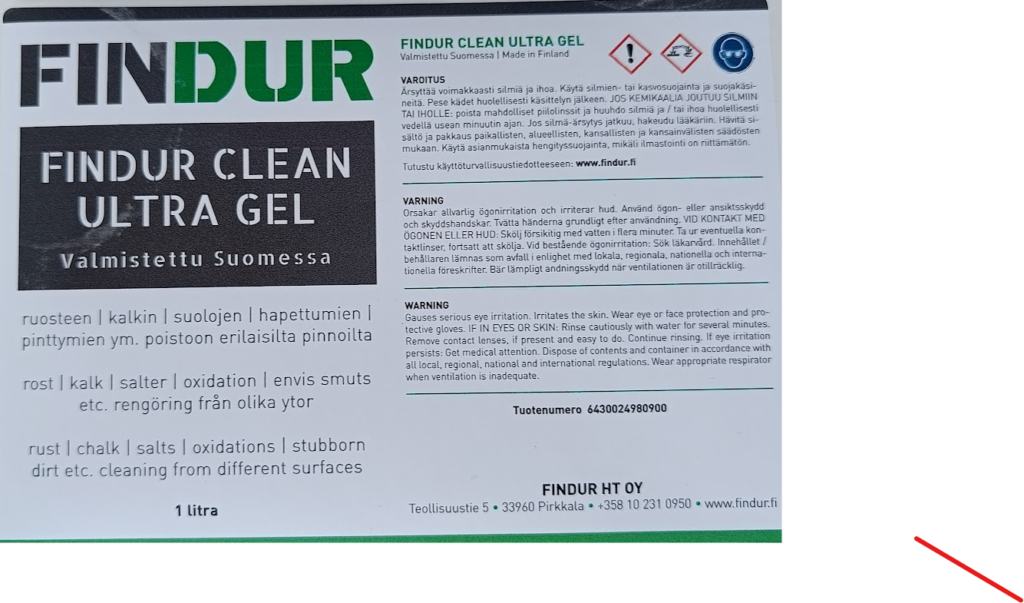 Findur Ultra Gel - puhdistusaine pinttyneen lian ja ruosteen poistoon